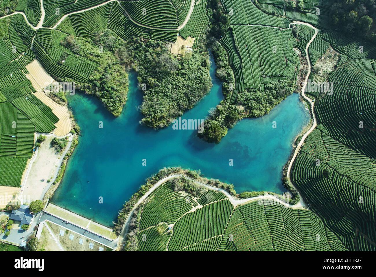 HANGZHOU, CHINA - FEBRUARY 28, 2022 - An aerial view of the West Lake ...