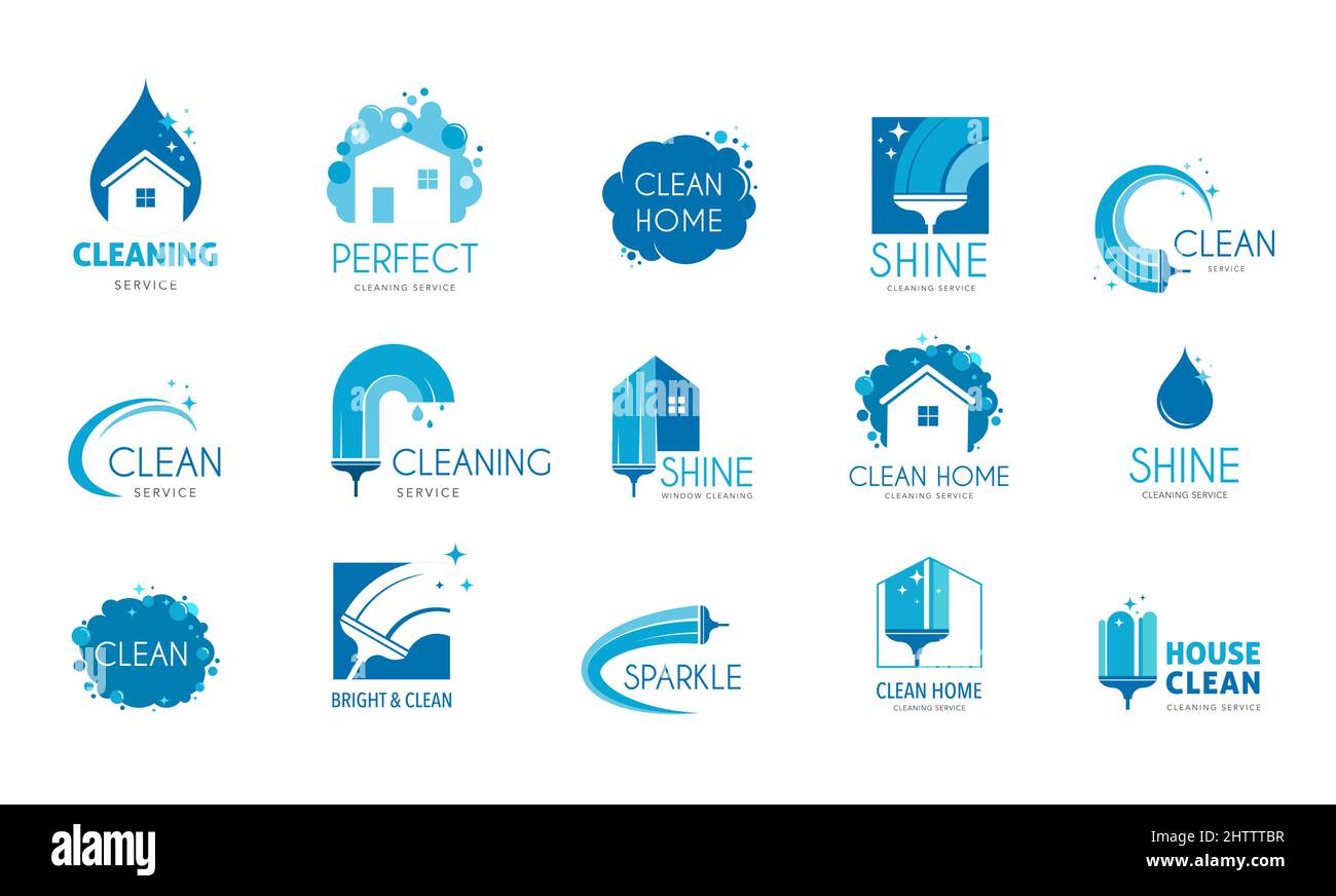 Cleaning services logo collection in blue colors Stock Vector Image ...