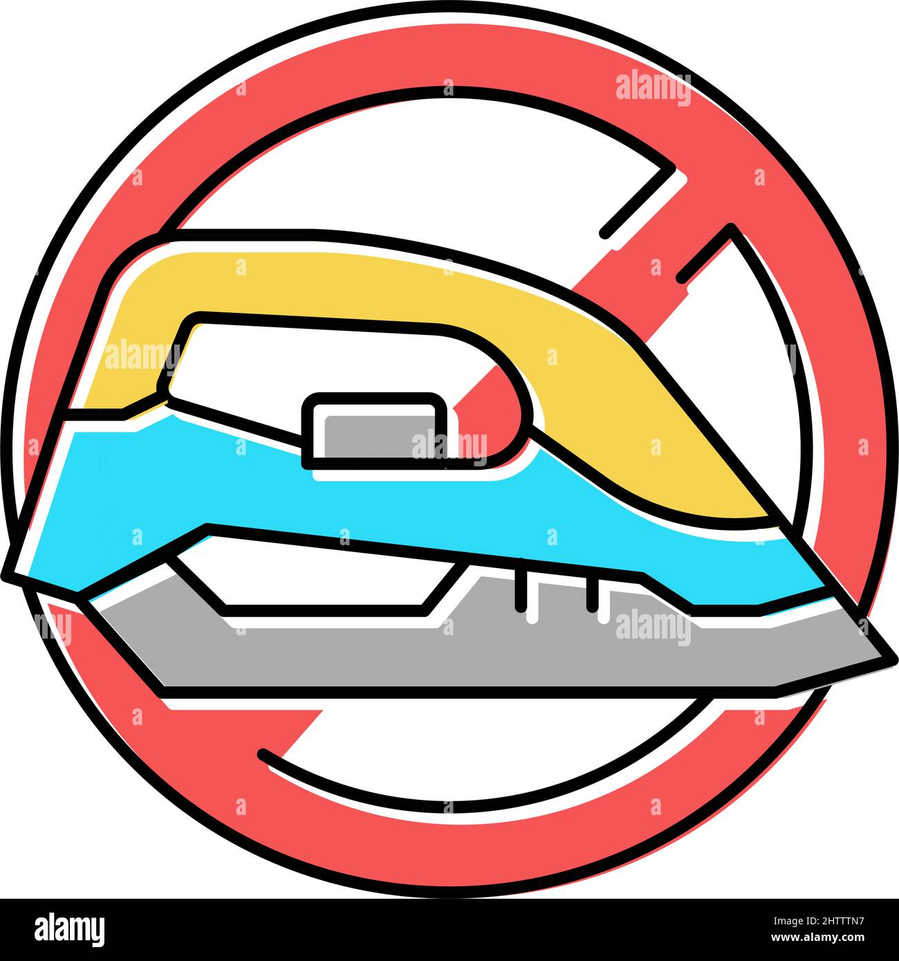 ironing children safe prohibition sign color icon vector illustration ...