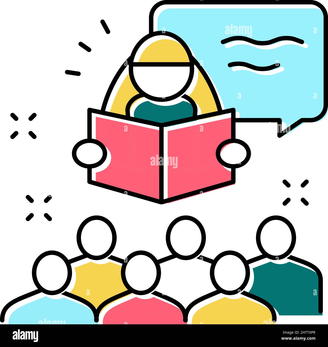 story time in children library color icon vector illustration Stock ...