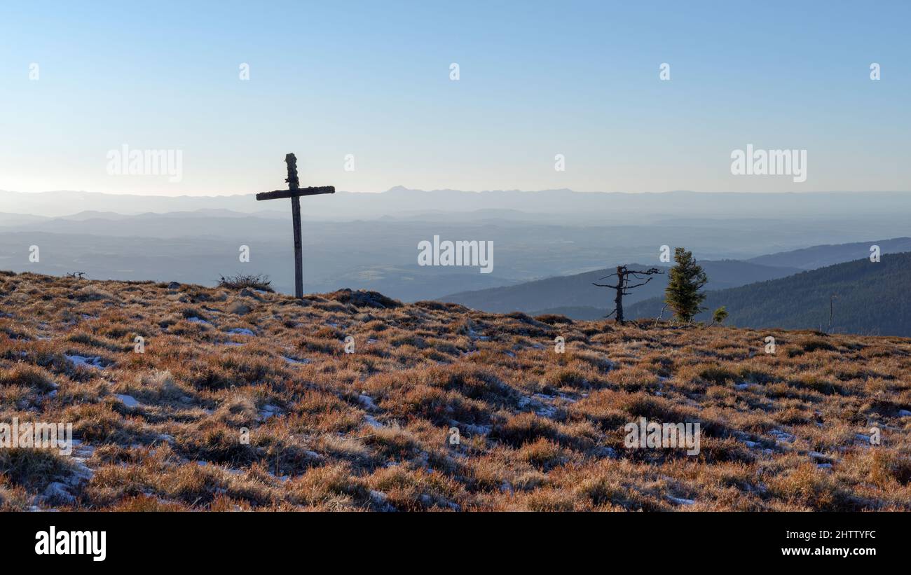 Winter landscape at Col du Béal, Monts de Forez, France Stock Photo - Alamy