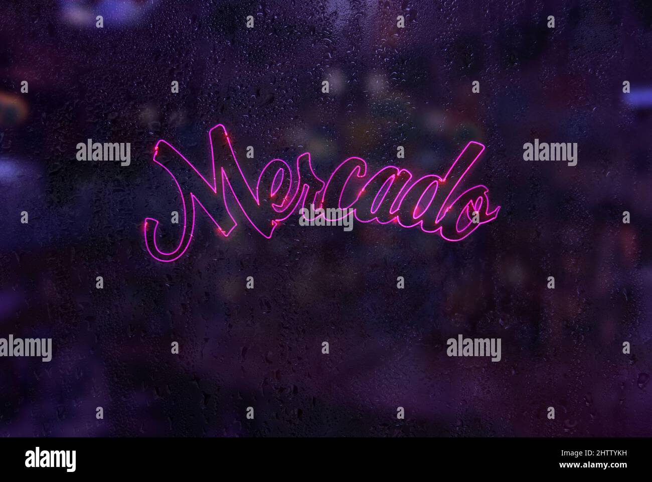 Spanish Market sign in Rainy Window - Mercado is Spanish for Market or ...