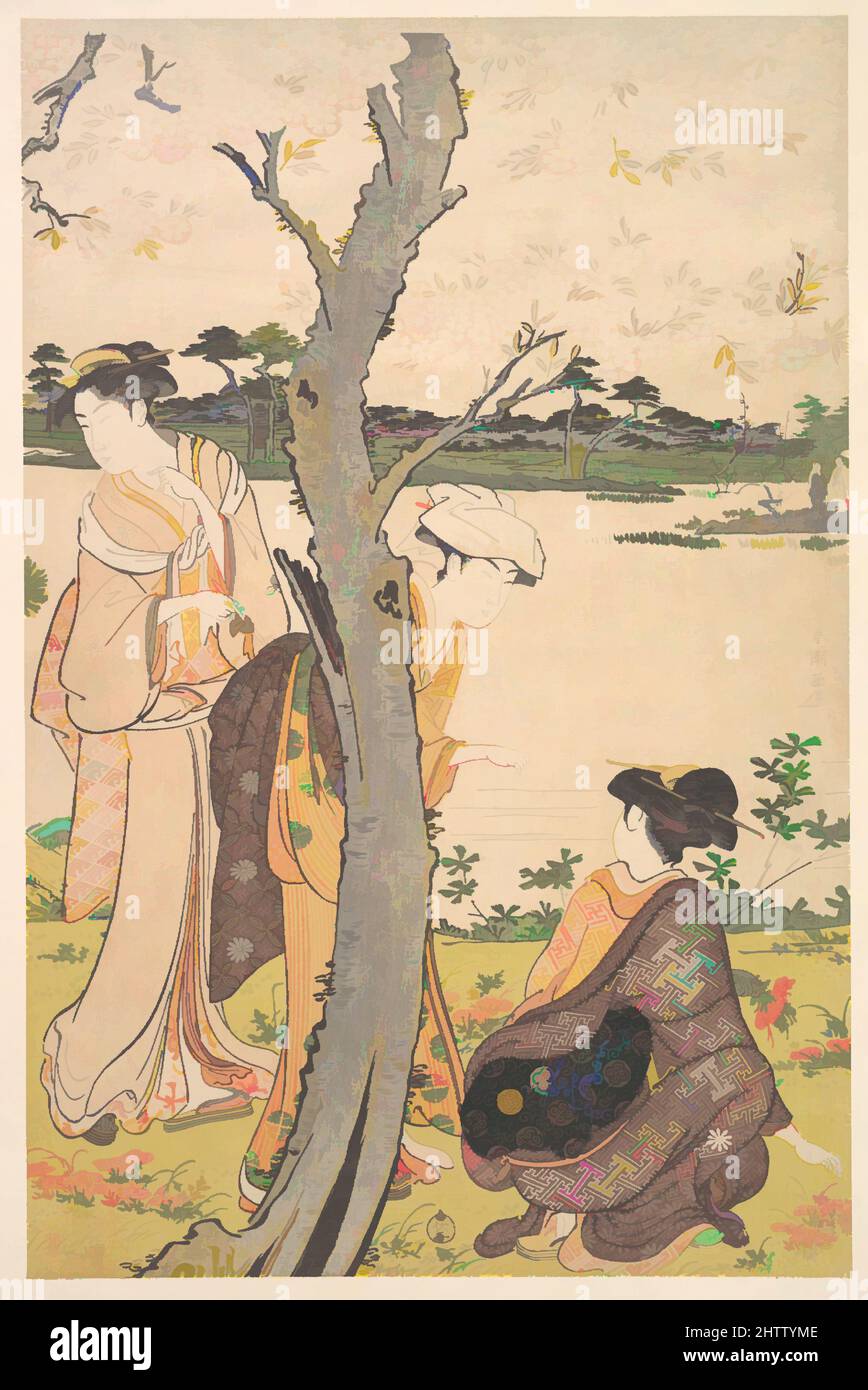 Middle sheet of a triptych of polychrome woodblock prints hi-res stock ...