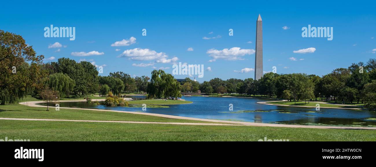 Washington, DC. National Mall, Constitution Gardens, Small Pond, with ...