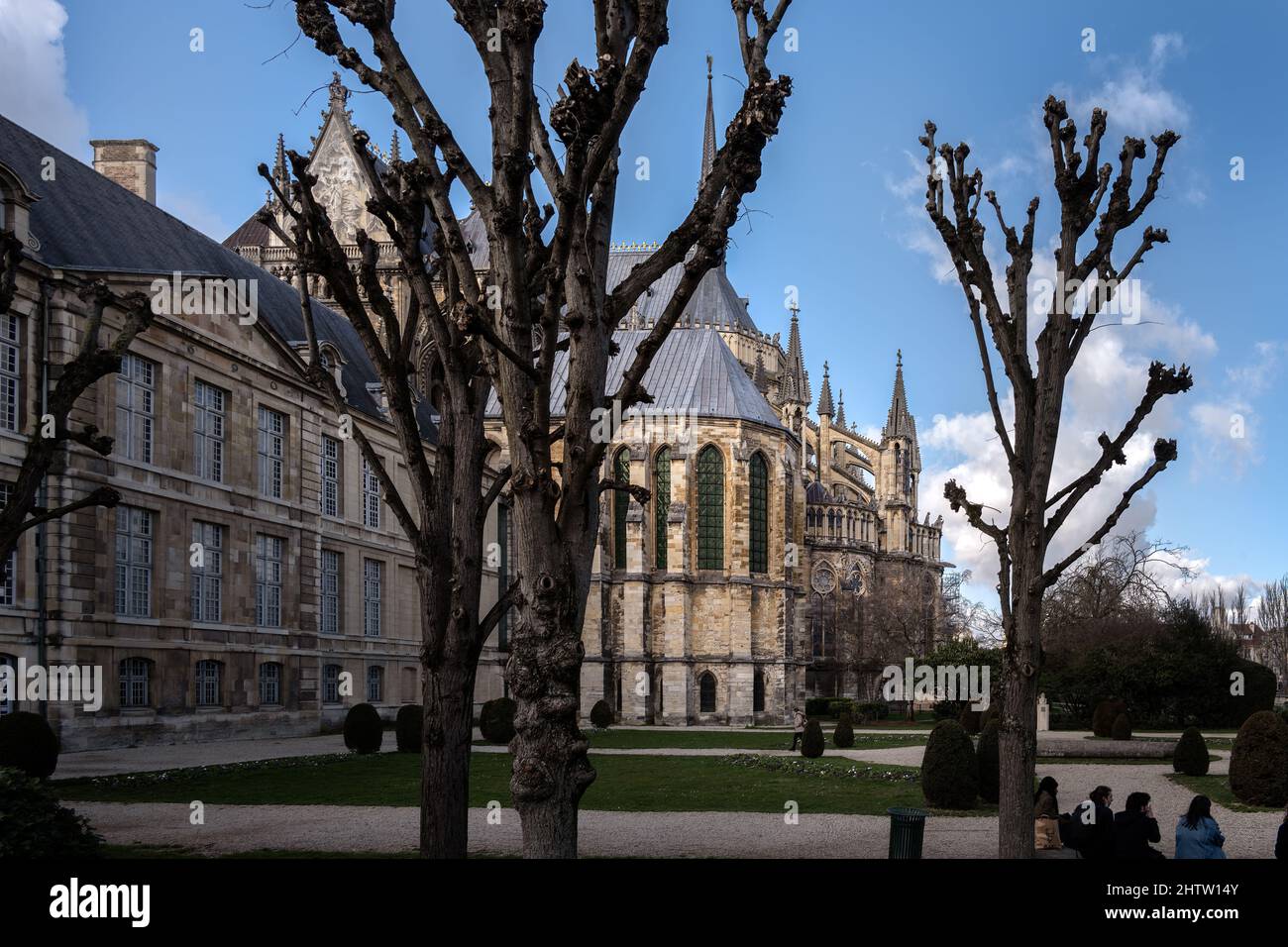 REIMS, FRANCE - FEBRUARY 11th, 2022: Back of Reims cathedral ...