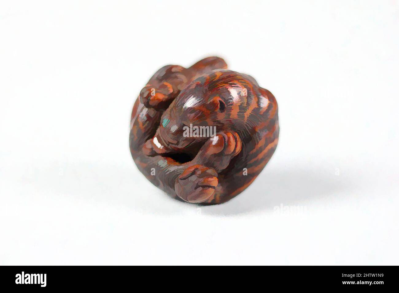 Art inspired by Netsuke of Tiger, 19th century, Japan, Wood, H. 1 1/8 ...