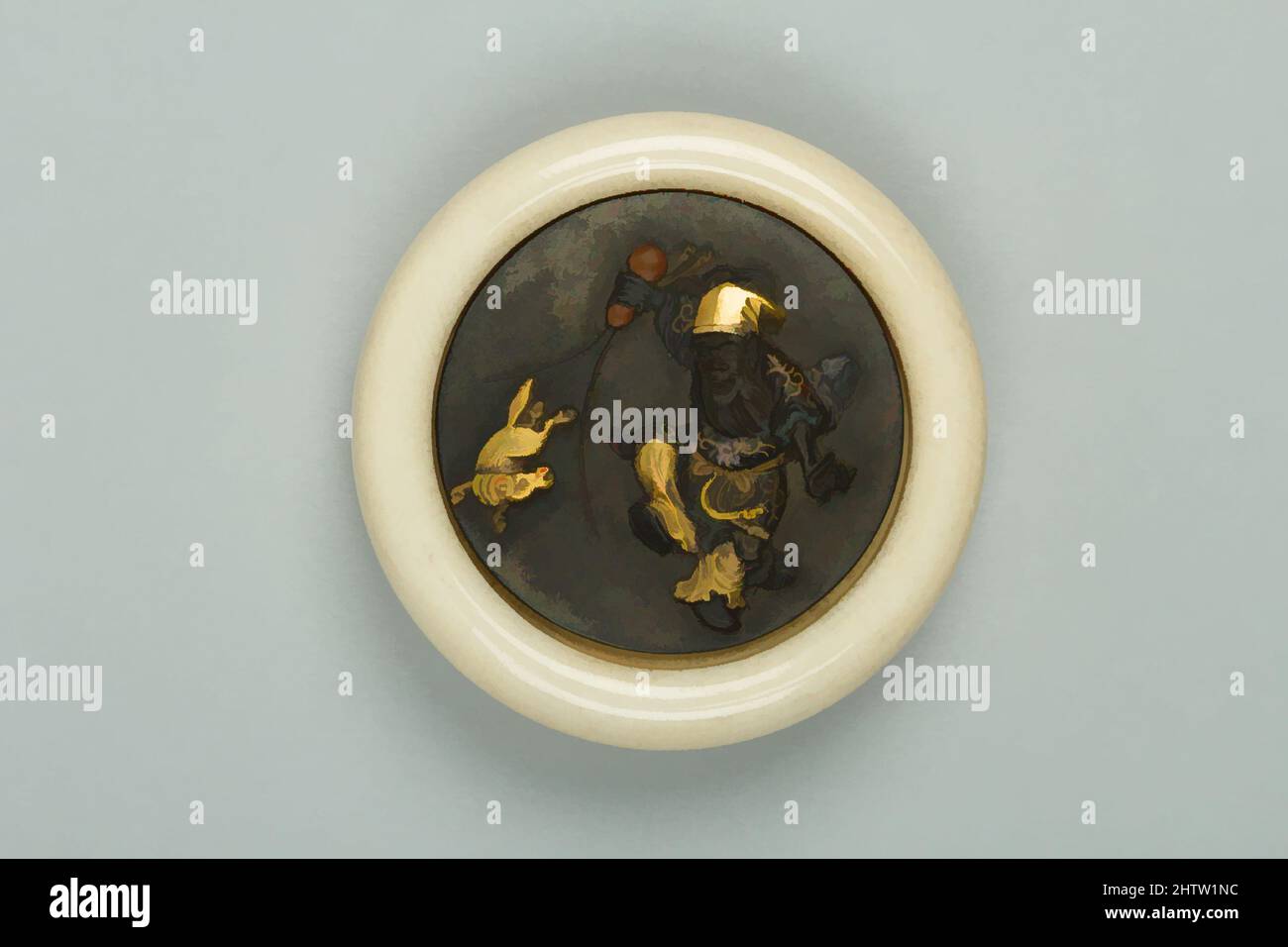 Art inspired by Netsuke, 19th century, Japan, Ivory with metal disk ...