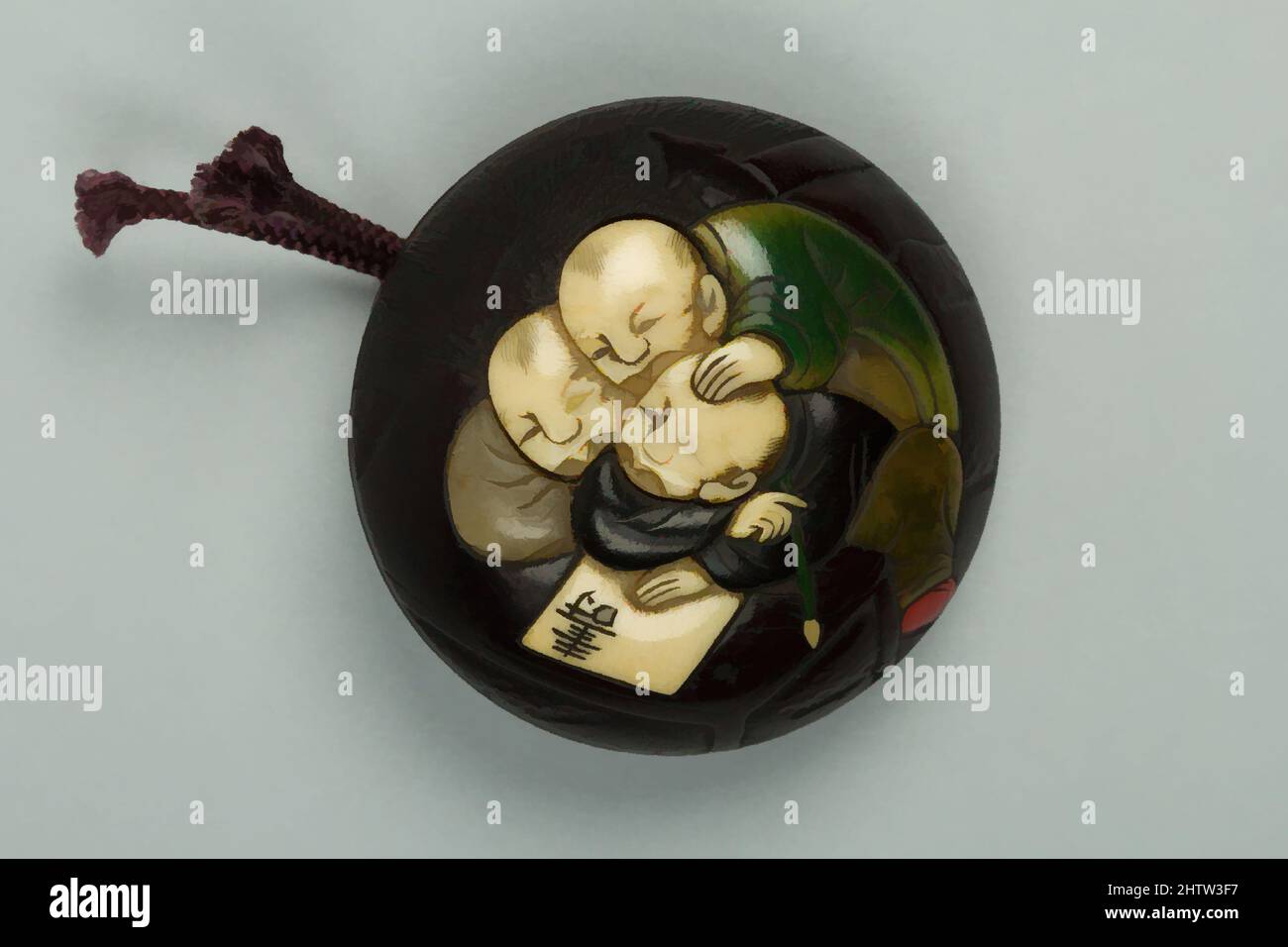 Art inspired by Netsuke, 19th century, Japan, Wood inlaid with ivory, H ...