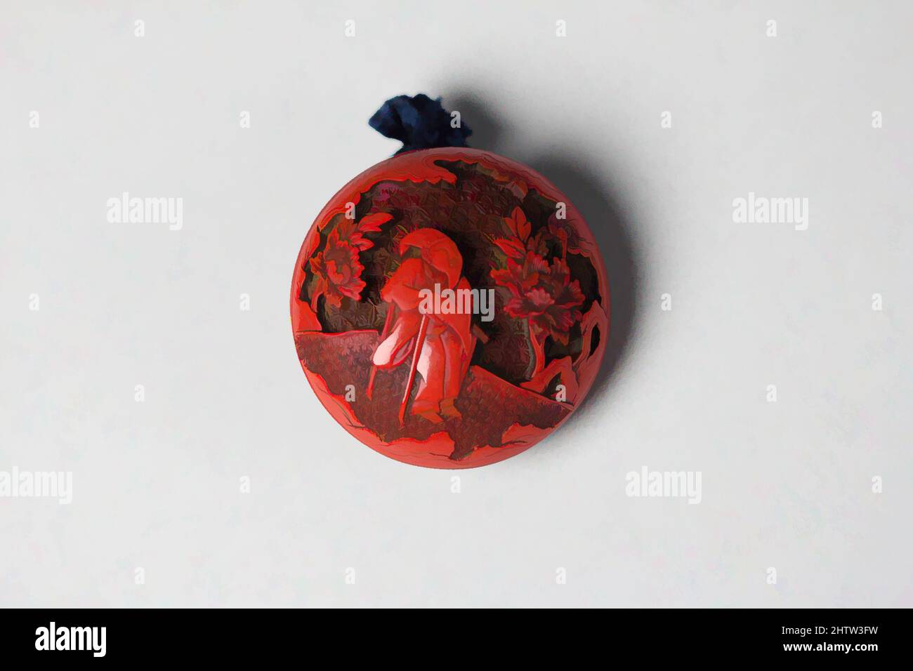 Art inspired by Netsuke, 19th century, Japan, Red lacquer, H. 1 in. (2. ...