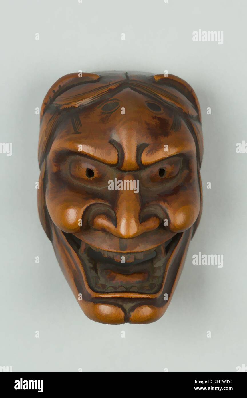 Art inspired by Netsuke of Noh Mask: Hannya, 18th century, Japan, Wood ...