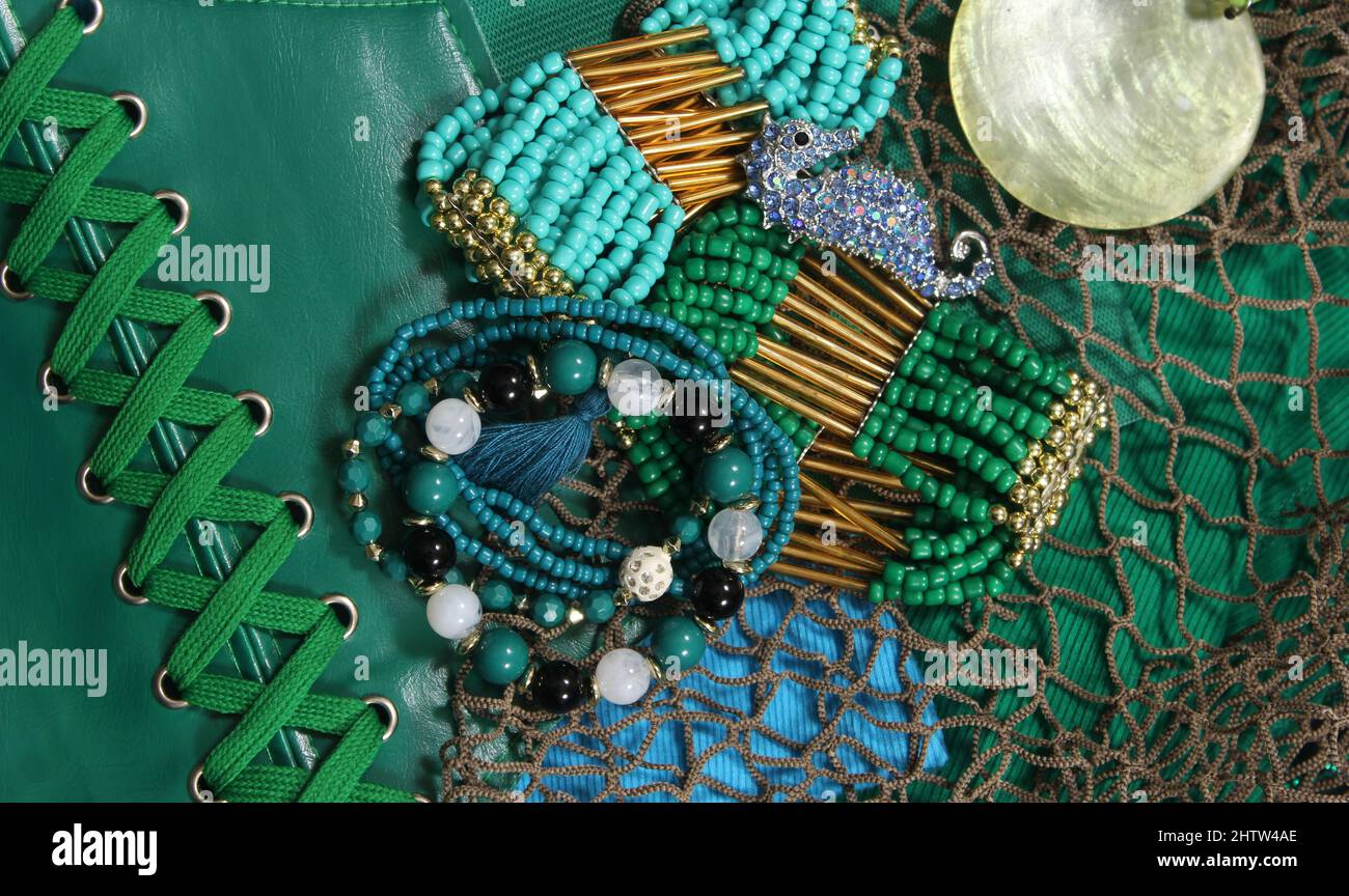 Mermaid Fashion With Jewelry and Fishing Net Stock Photo - Alamy