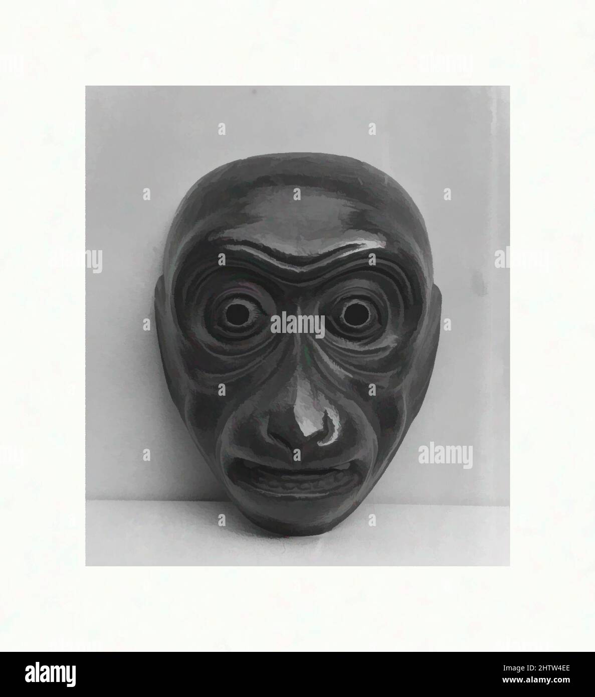 Art inspired by Kyogen mask, ca. 1700, Japan, Wood, H. 7 3/4 in. (19.7 ...