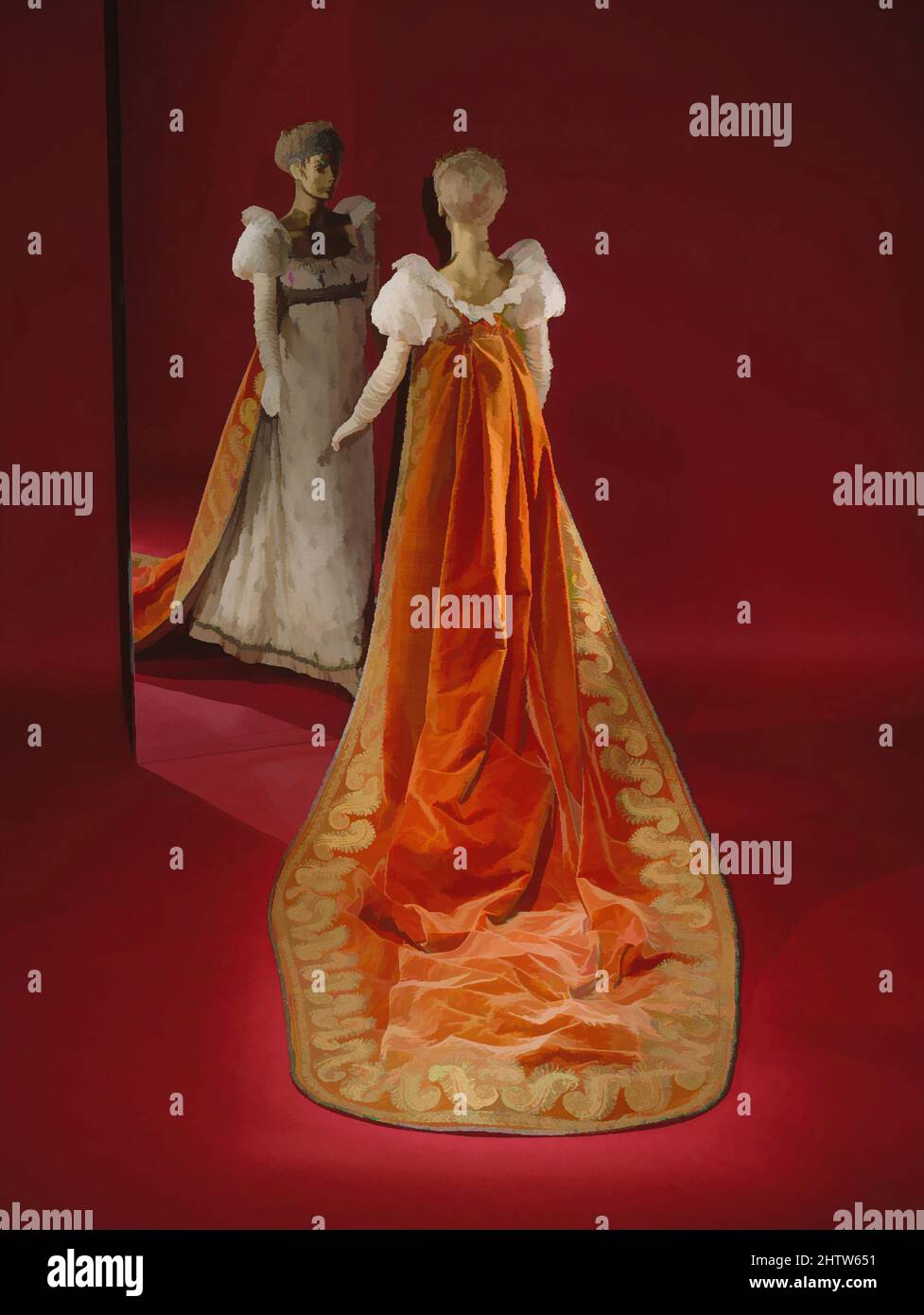 Art inspired by Court train, ca. 1809, French, silk, metal thread, This ...