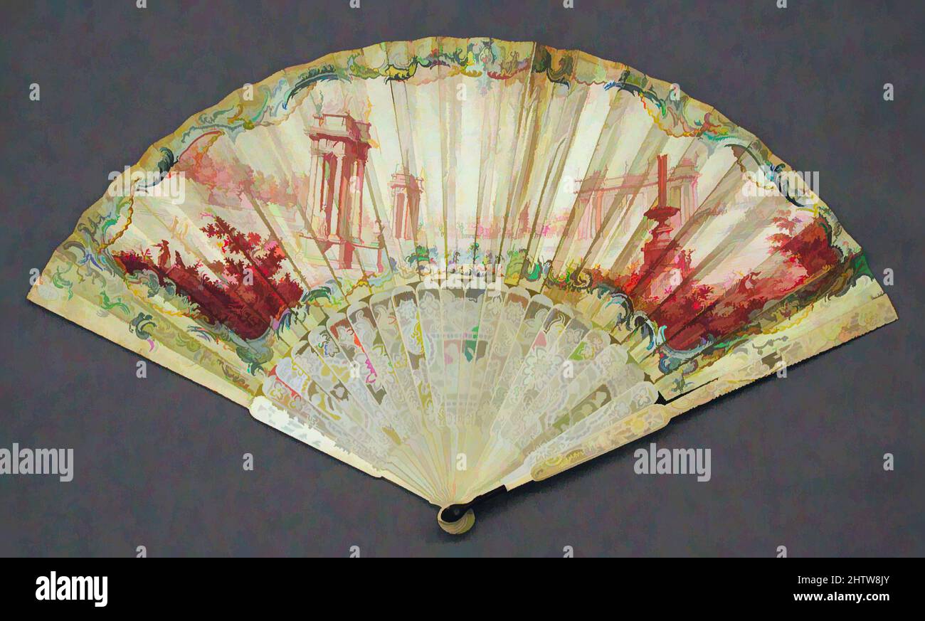 Art inspired by Fan, ca. 1750, German, Skin, ivory, 20 x 11 1/8 in. (50 ...