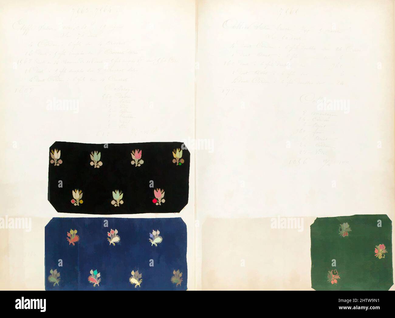 Art inspired by Textile Sample Book, 1868, French, H. 12 3/4 x W. 9 x ...