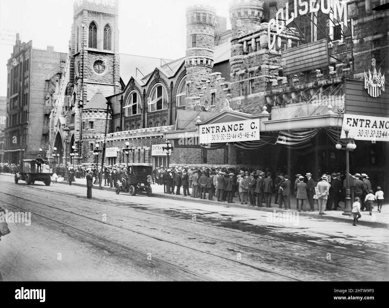 Crowd outside Republican National Convention, Chicago Coliseum, Chicago ...