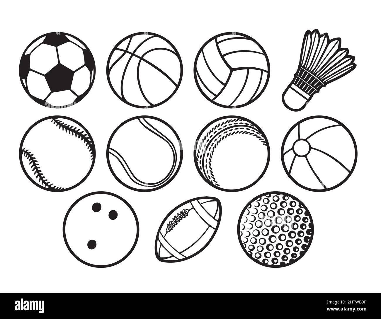 Different types balls illustration hi-res stock photography and images ...