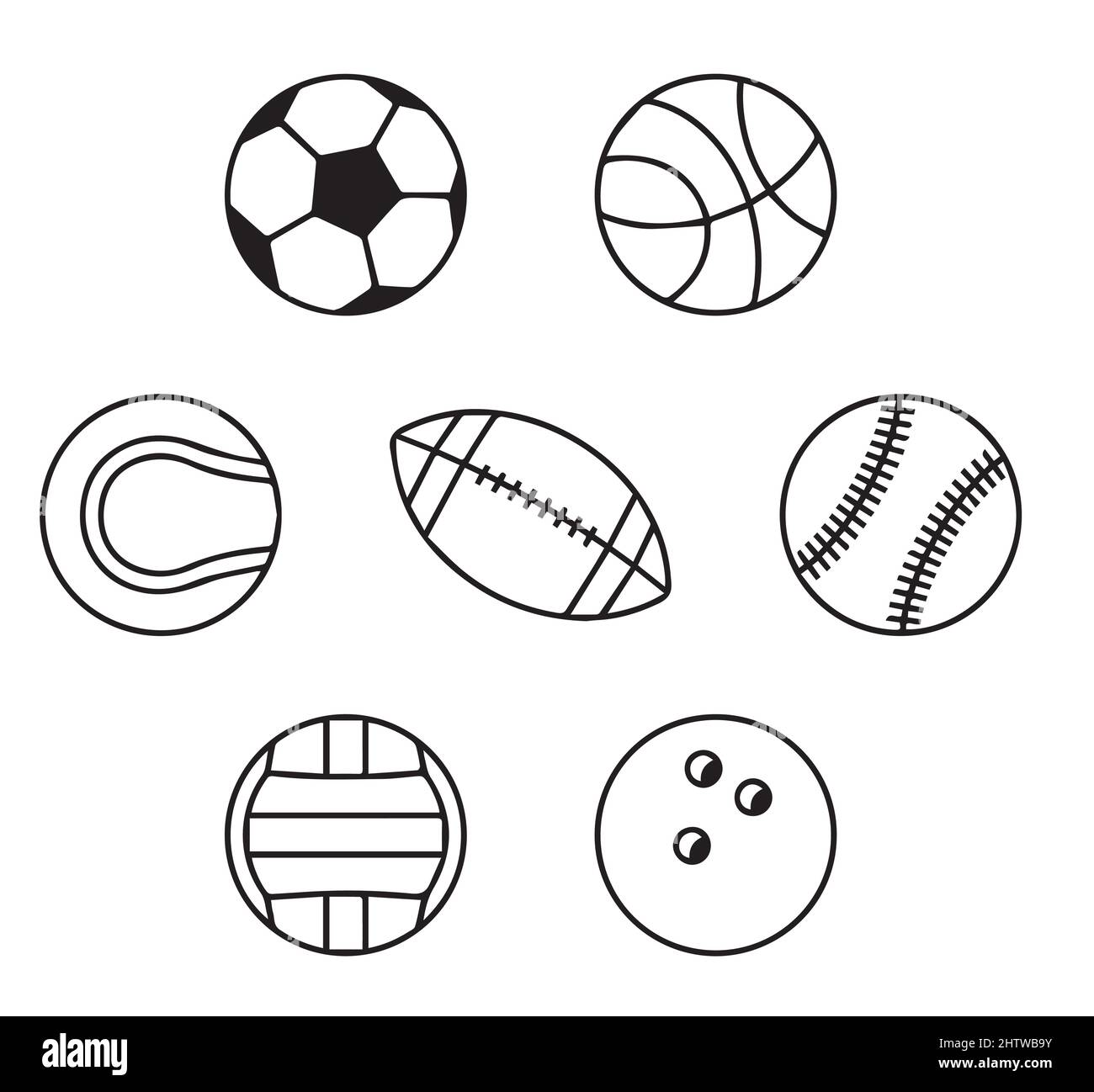 Different types balls illustration hi-res stock photography and images ...