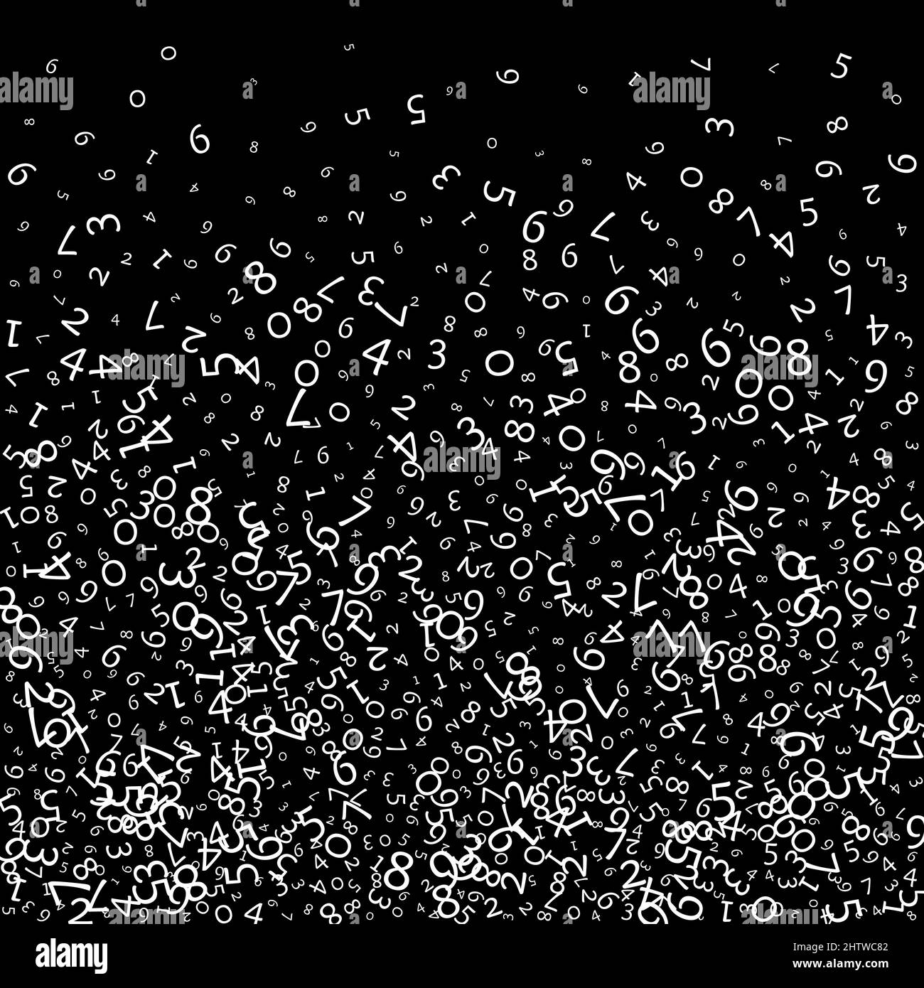 Falling numbers, big data concept. Binary white messy flying digits ...