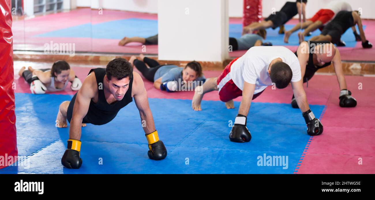 Adult people practicing boxing punches Stock Photo - Alamy