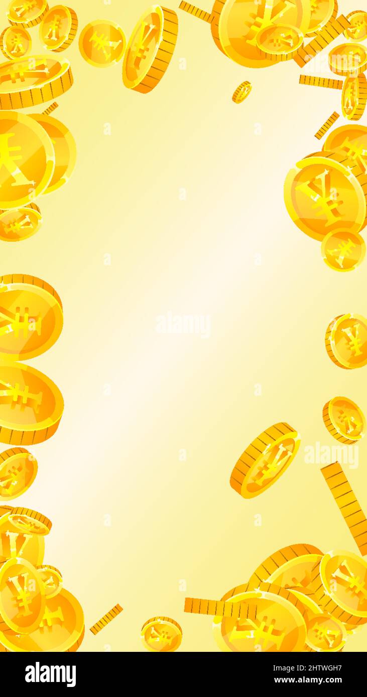 Chinese yuan coins falling. Artistic scattered CNY coins. China money ...