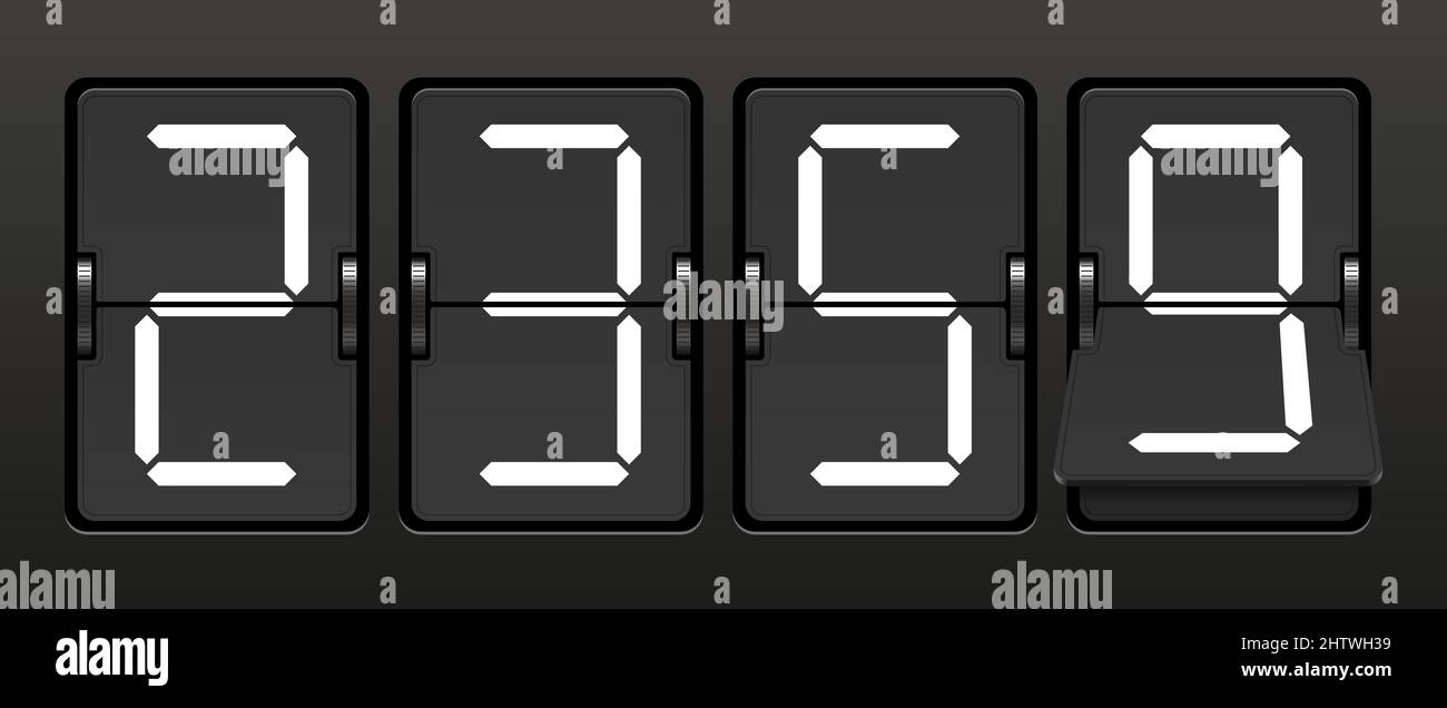 Flip clock vector illustration isolated on dark background Stock Vector ...