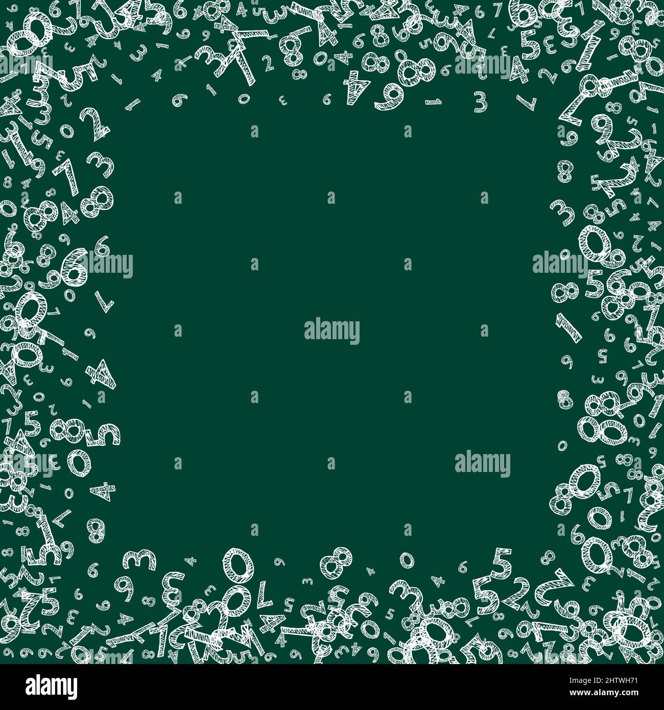 Falling childish chalk numbers. Math study concept with flying digits ...