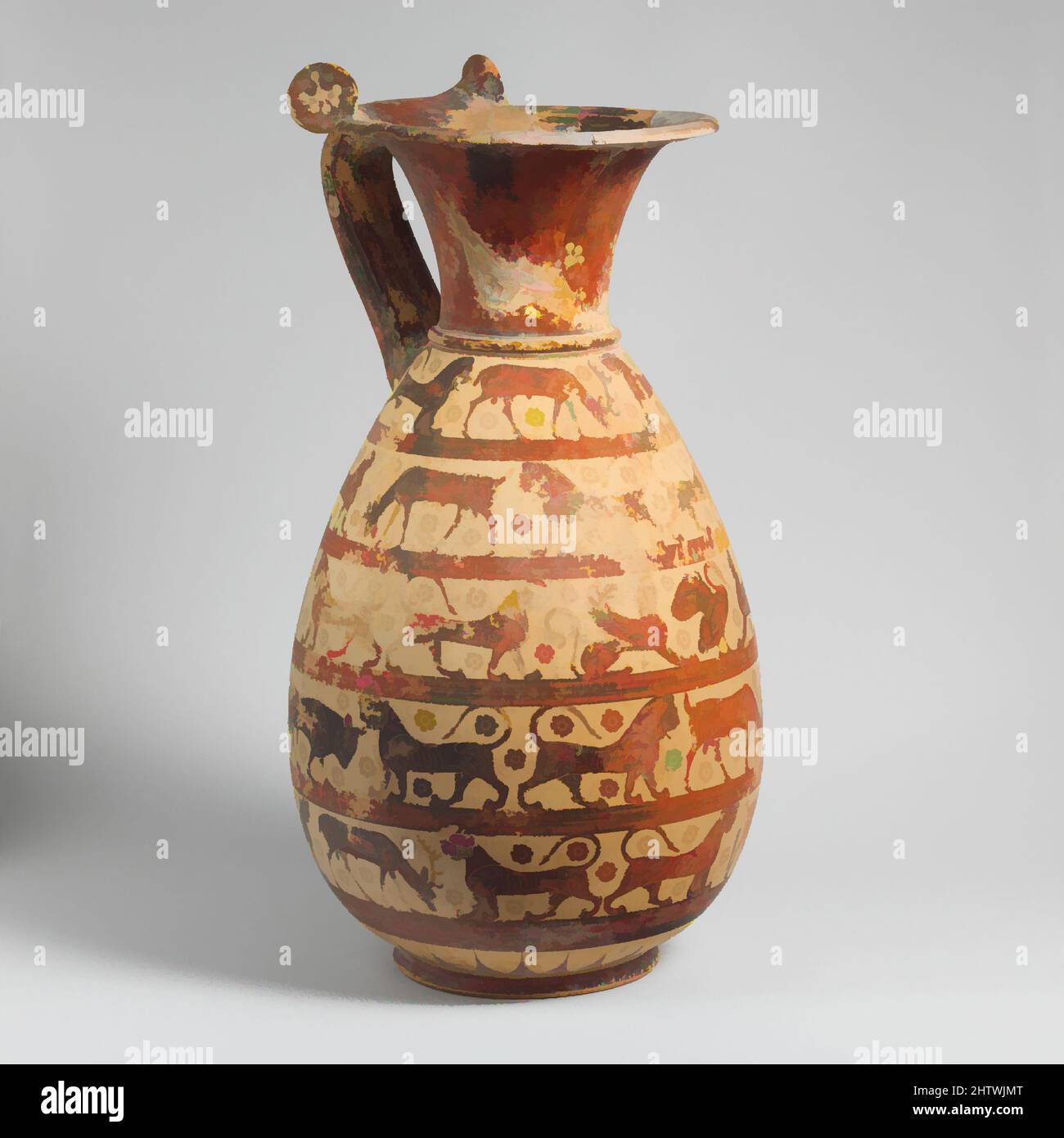 Art inspired by Terracotta oinochoe:olpe (jug), Transitional, ca. 630 ...