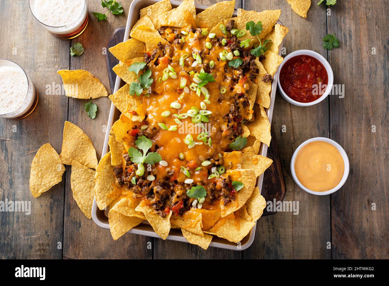 Traditional nachos with ground beef and red pepper Stock Photo - Alamy