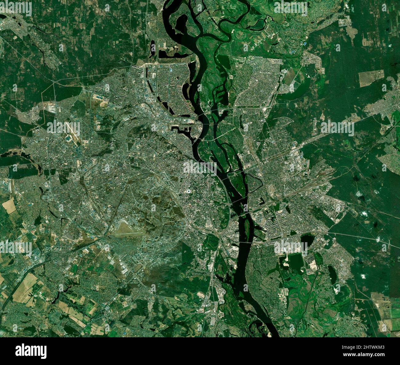 Map of the capital of Ukraine, Kiev. Buildings and city center. Aerial ...