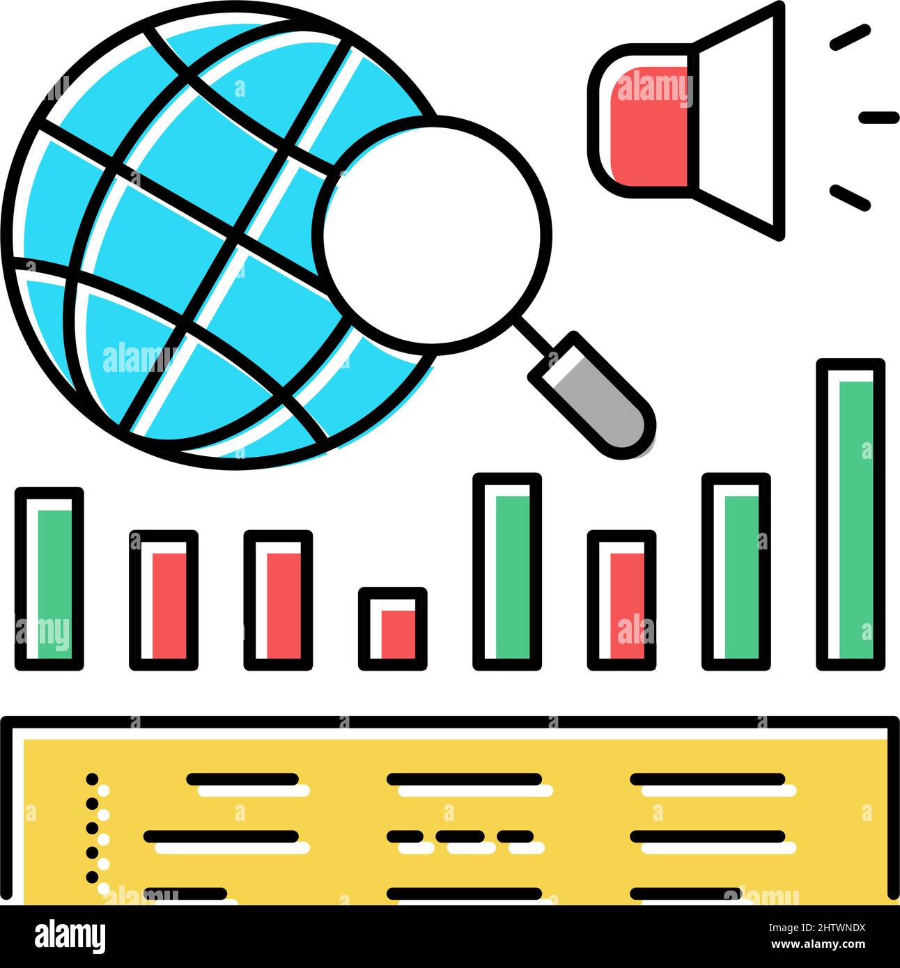 news coverage analysis color icon vector illustration Stock Vector ...