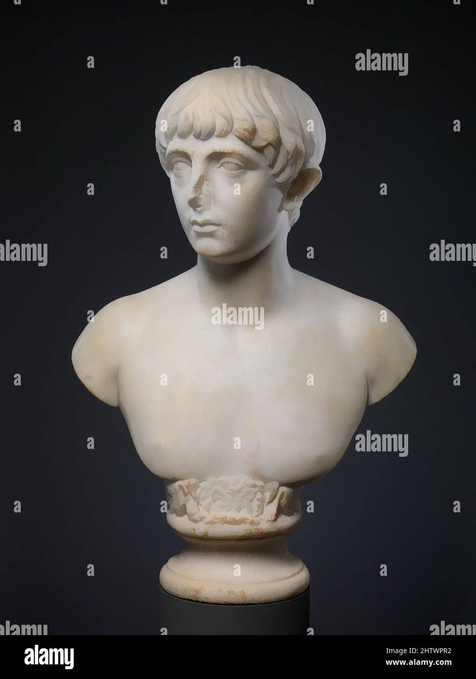 Art inspired by Marble bust of a youth, Mid Imperial, Hadrianic or ...