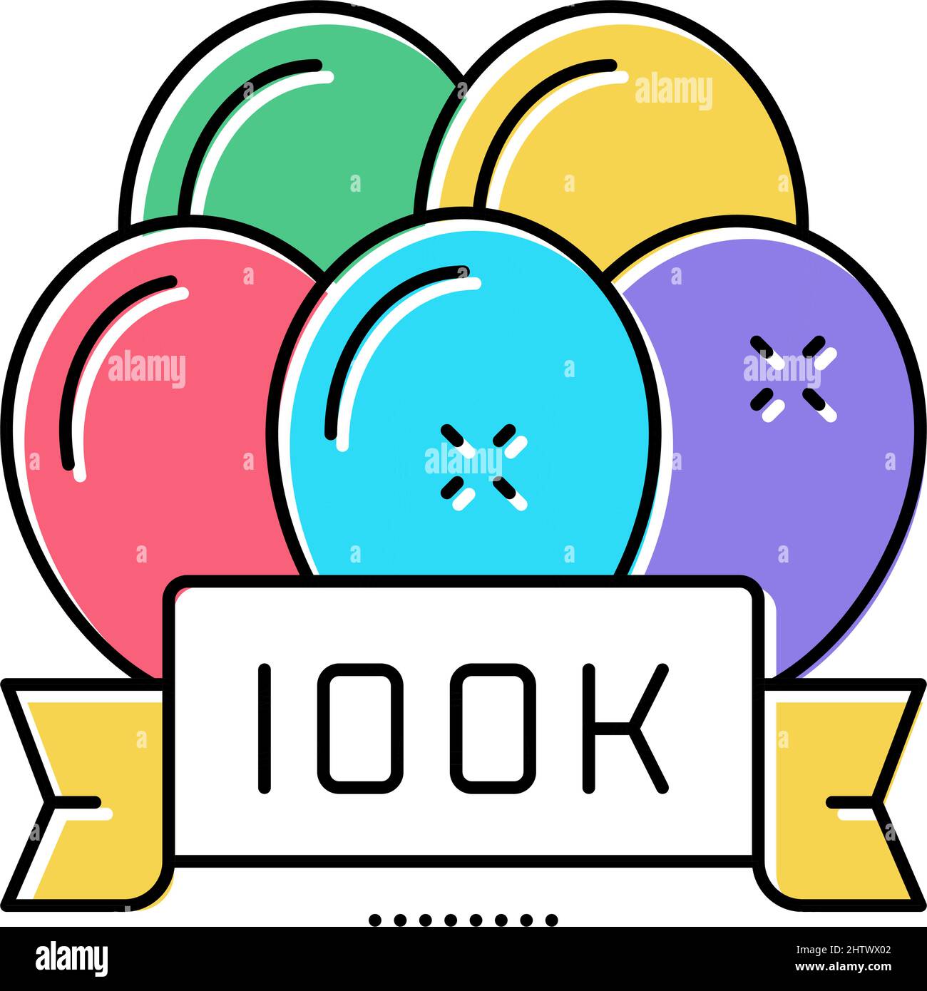100k party celebration balloons color icon vector illustration Stock ...