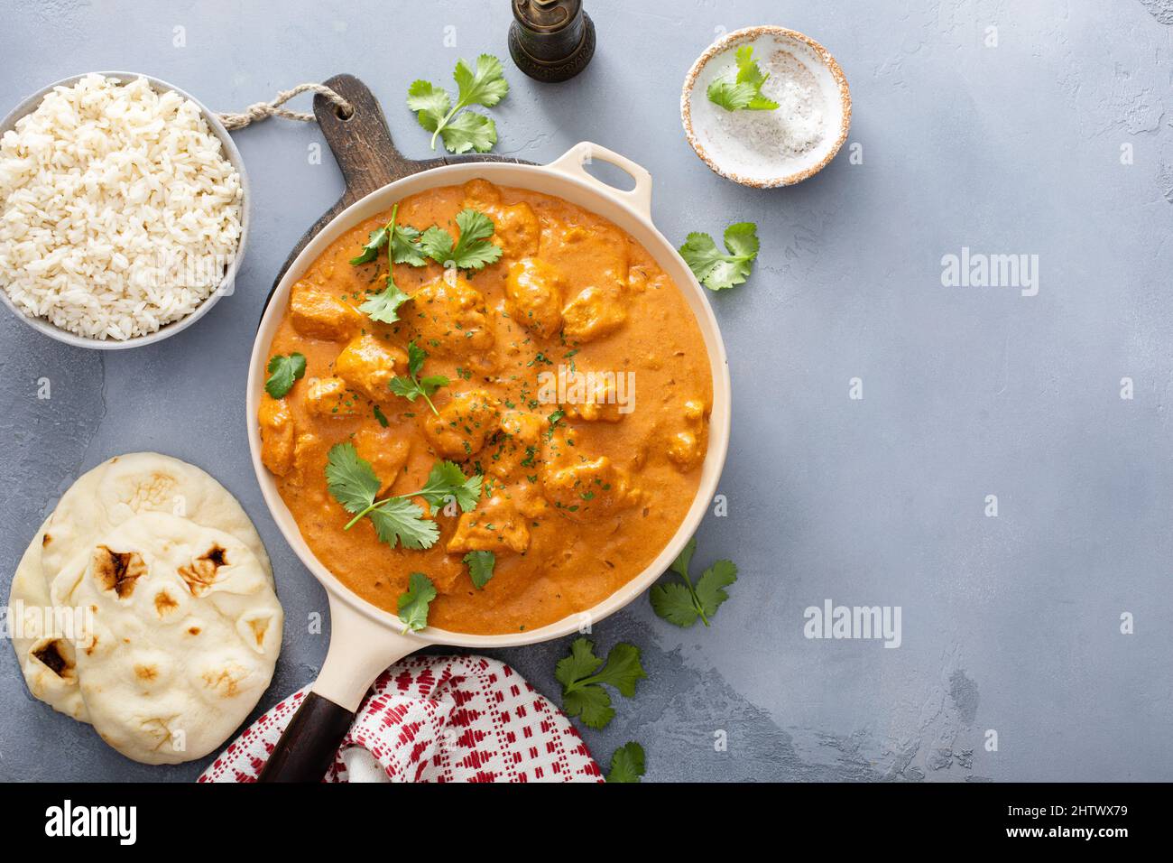 Chicken tikka masala, cooked marinated chicken in spiced curry sauce ...