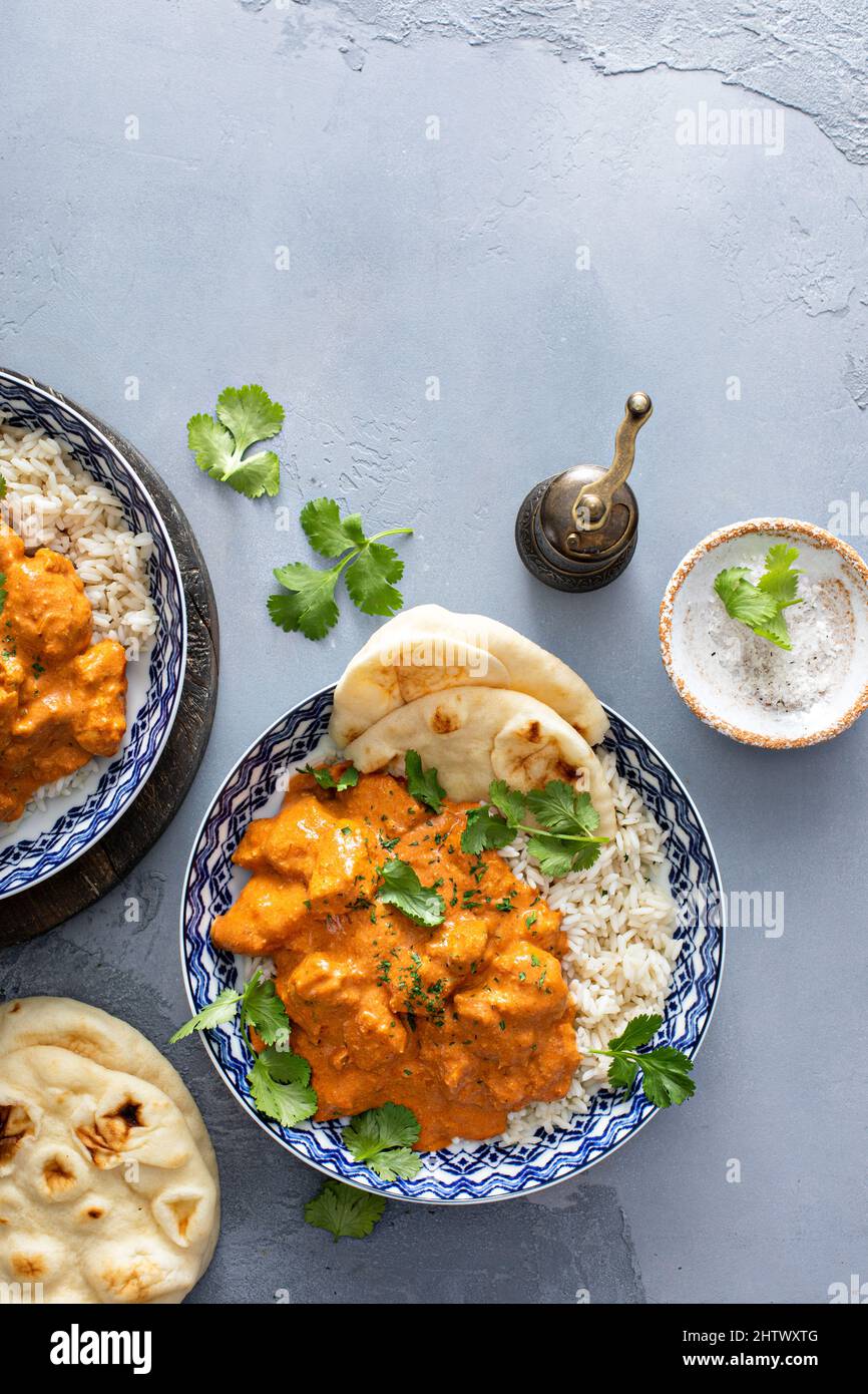 Chicken tikka masala, cooked marinated chicken in spiced curry sauce ...