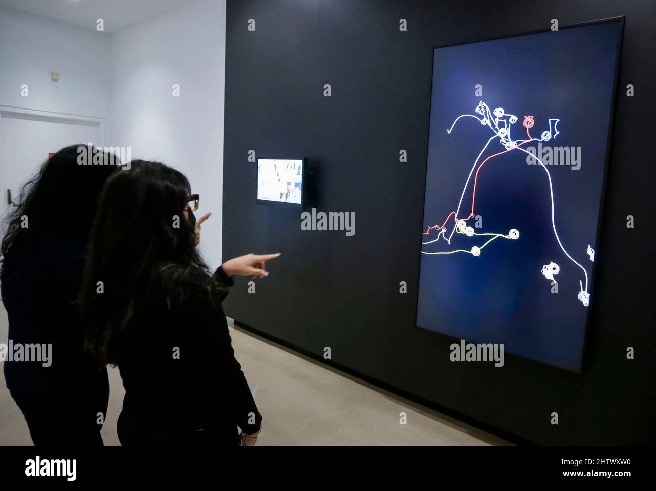 Vancouver, Canada. 2nd Mar, 2022. People look at an interactive art ...