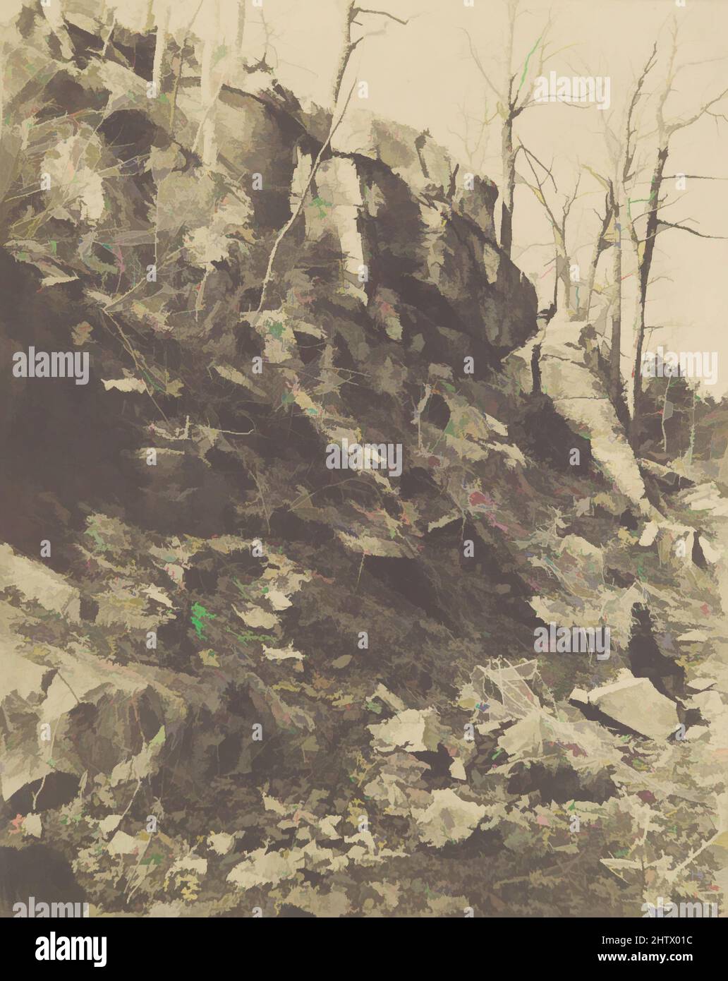 Art inspired by Rocky Hillside, 1850s, Salted paper print from paper ...