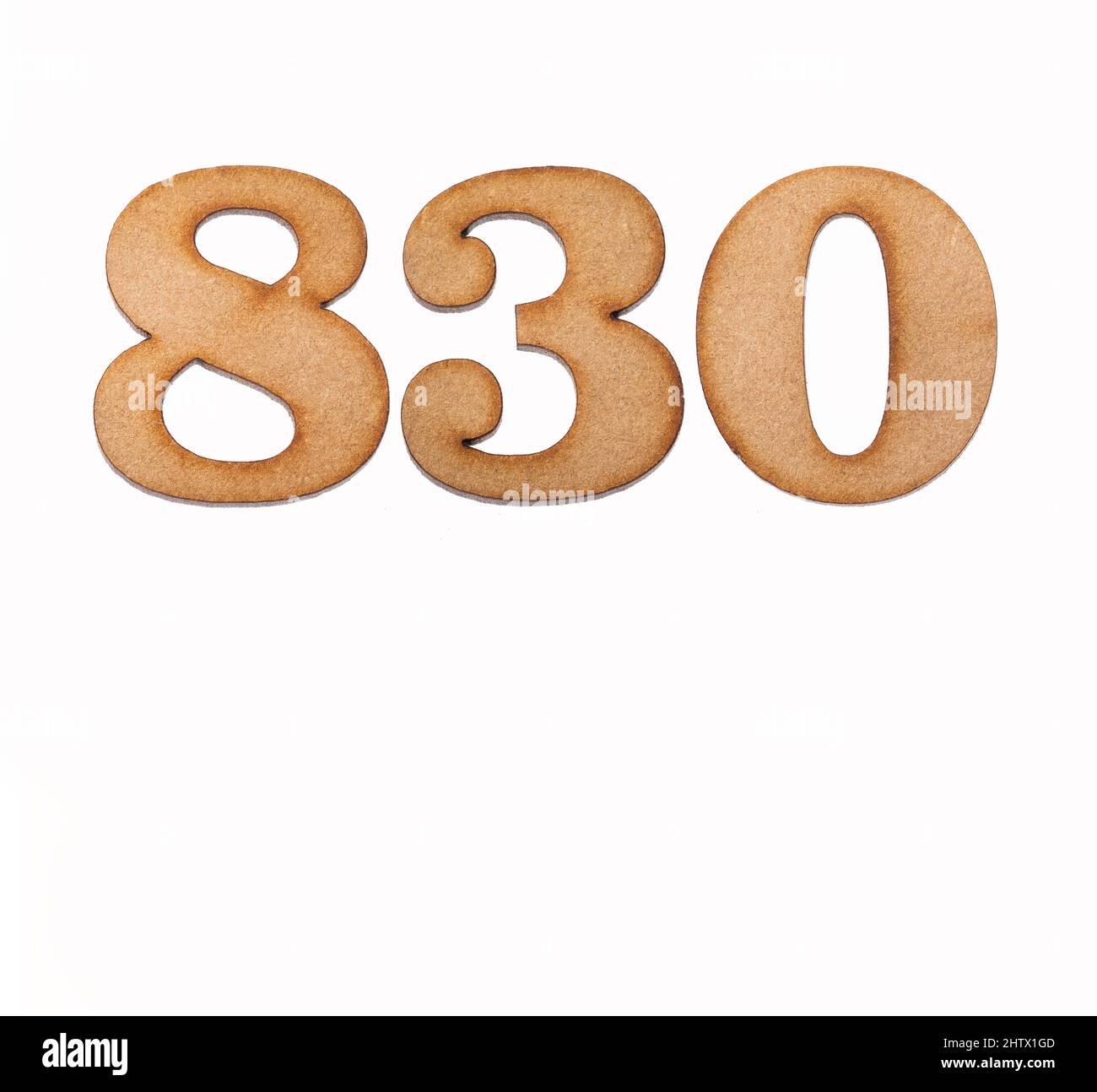 Number 830 - Piece of wood isolated on white background Stock Photo - Alamy