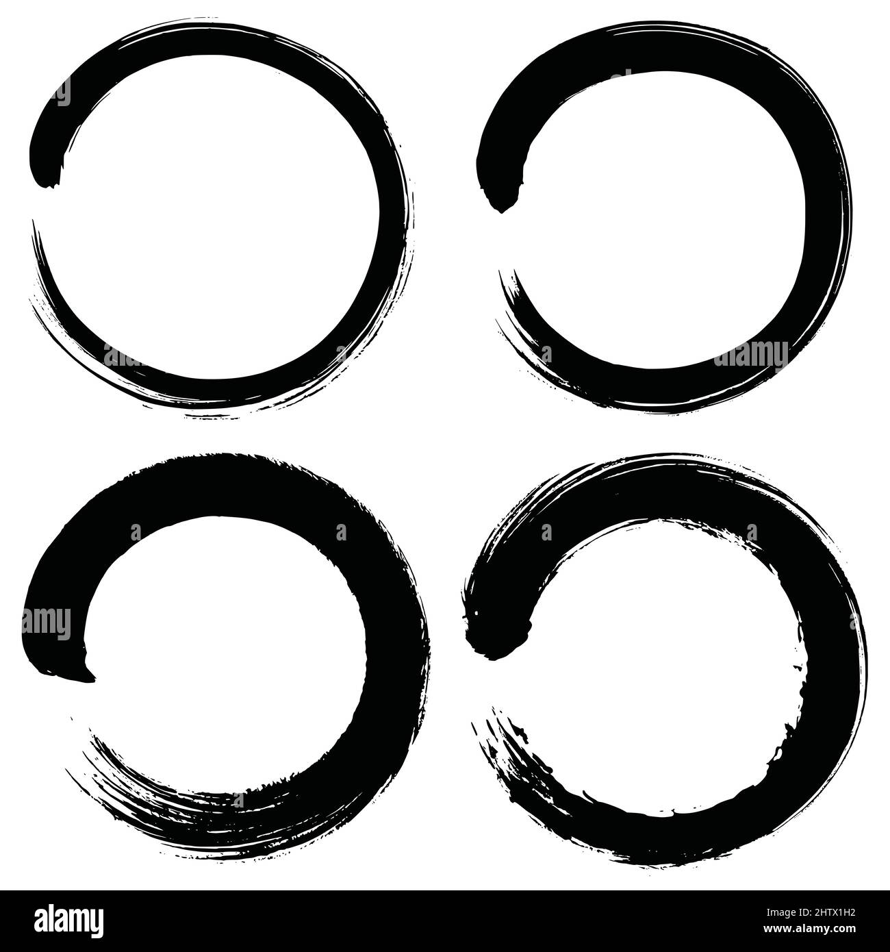 Enso Zen Circle Brush Vector Art Illustration Set Icon Premium ...