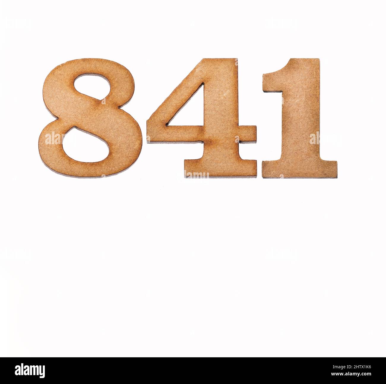 Number 841 in wood, isolated on white background Stock Photo - Alamy