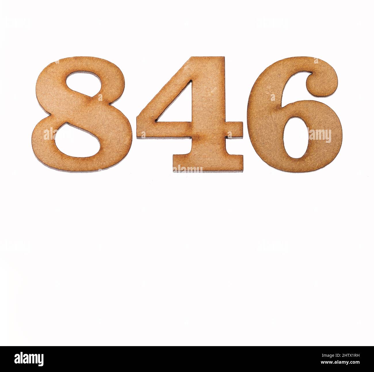 Number 846 - Piece of wood isolated on white background Stock Photo - Alamy