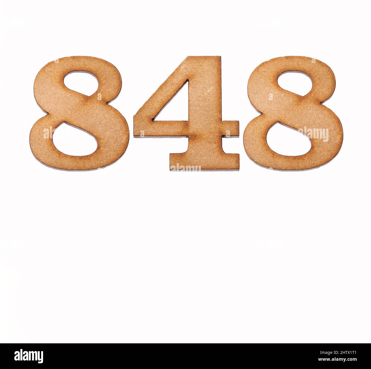 Number 848 - Piece of wood isolated on white background Stock Photo - Alamy