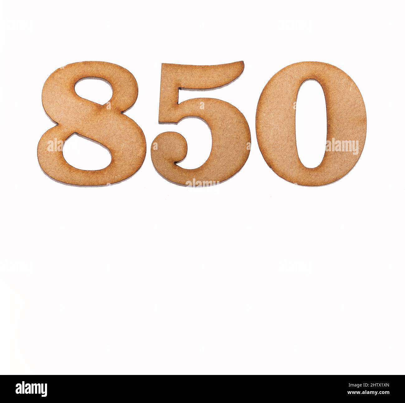 Number 850 - Piece of wood isolated on white background Stock Photo - Alamy