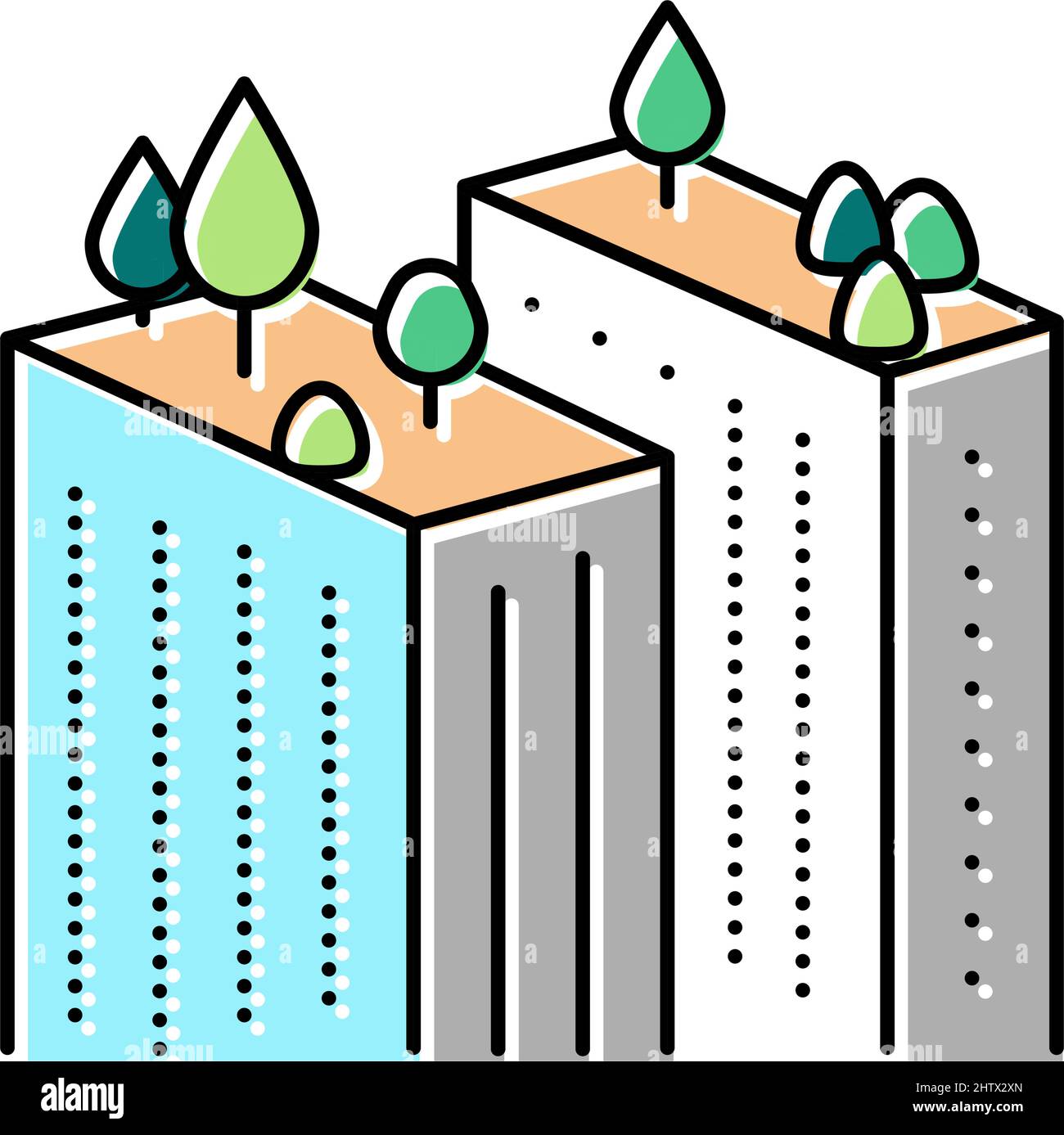 tree gardening on skyscraper roof color icon vector illustration Stock ...