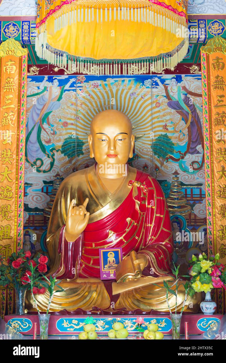 XI'AN, CHINA - Statue of Xuanzang at Xingjiao Temple. a famous Temple ...