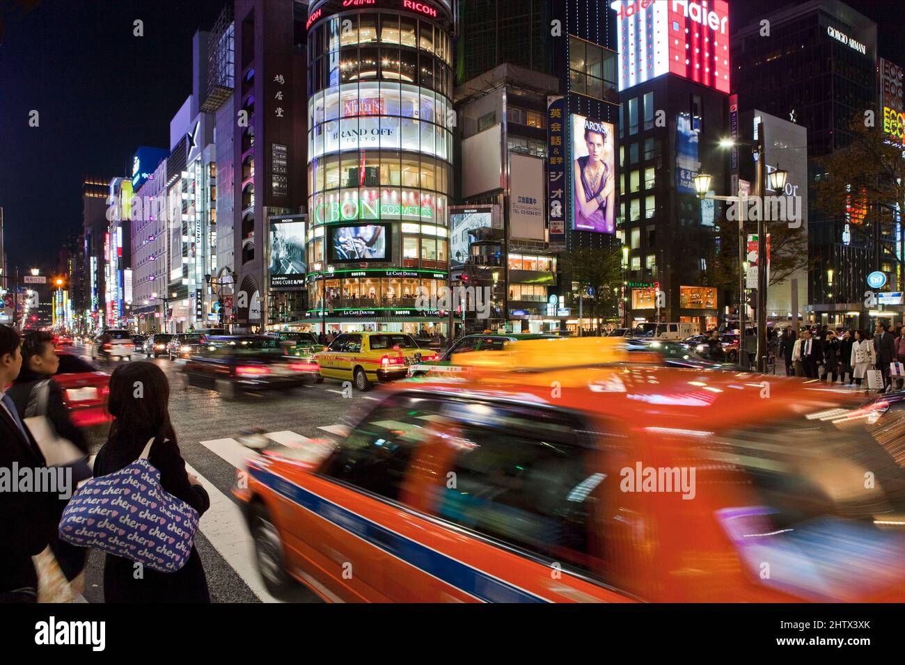 Blur of taxis Ginza Tokyo Japan Stock Photo - Alamy