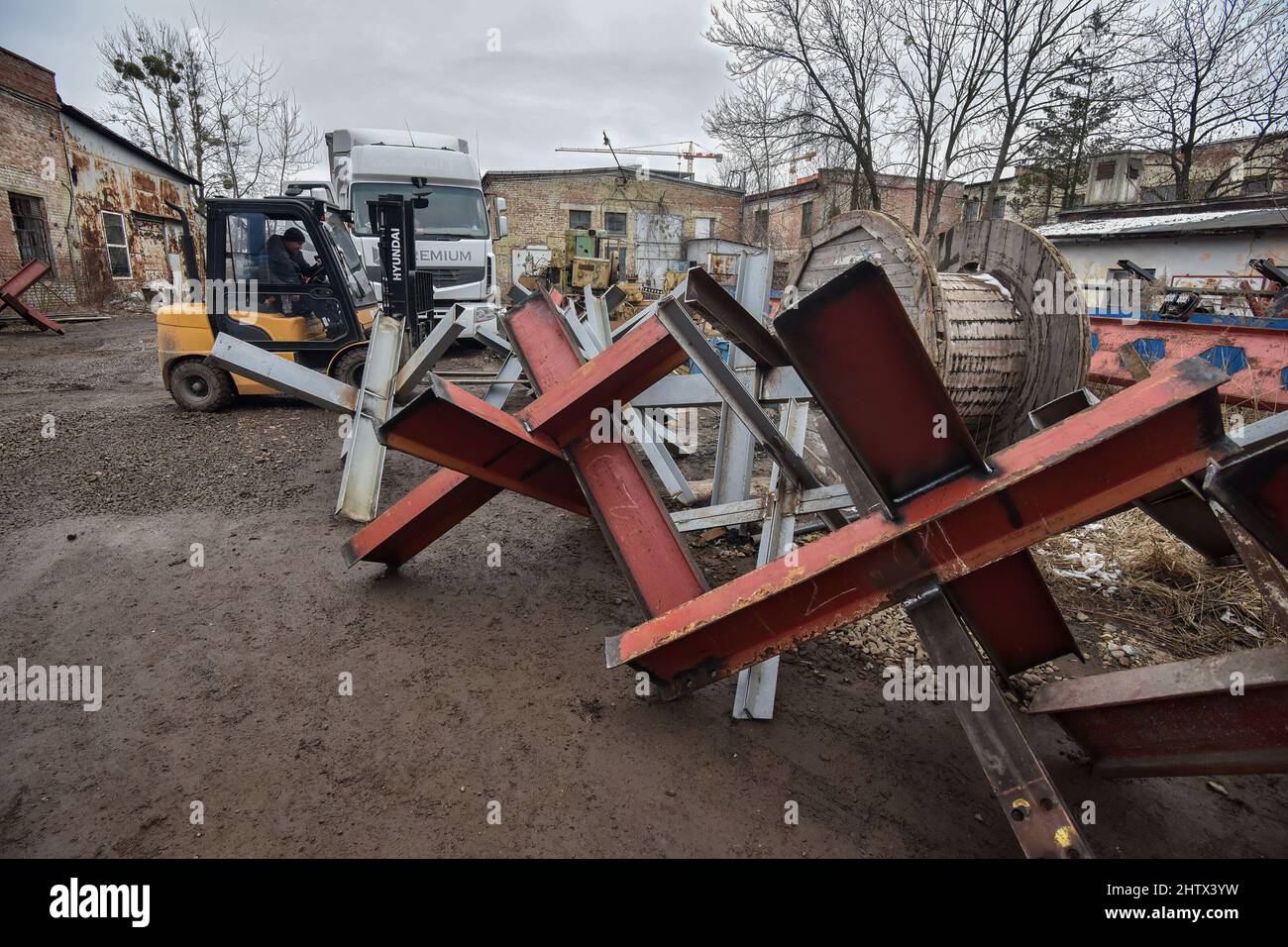 Lviv, Ukraine. 02nd Mar, 2022. Anti-tank hedgehogs made by volunteers ...