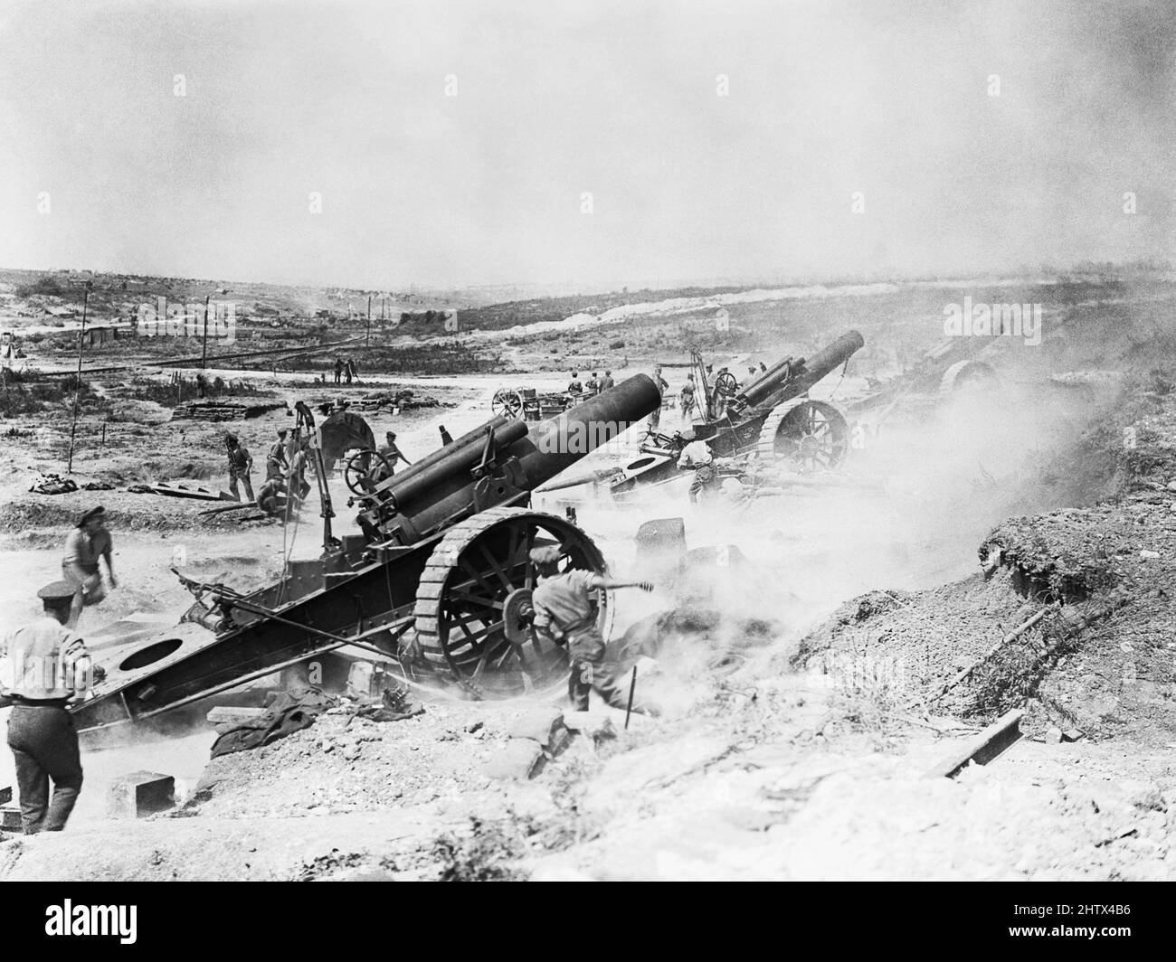 Three 8 inch howitzers of 39th Siege Battery, Royal Garrison Artillery ...