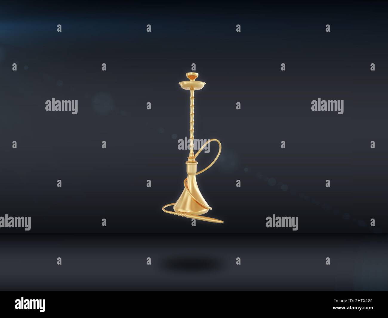Golden hookah isolated on a dark background. 3d render Stock Photo - Alamy