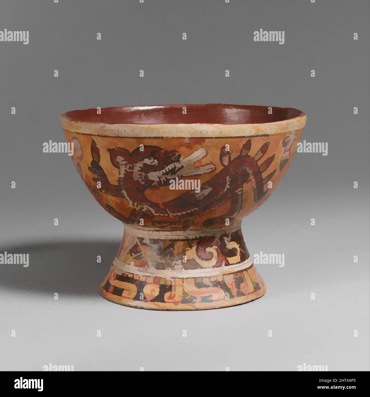 Art inspired by Pedestal Bowl, 1300–1500, Mexico, Cholula, Mixtec ...